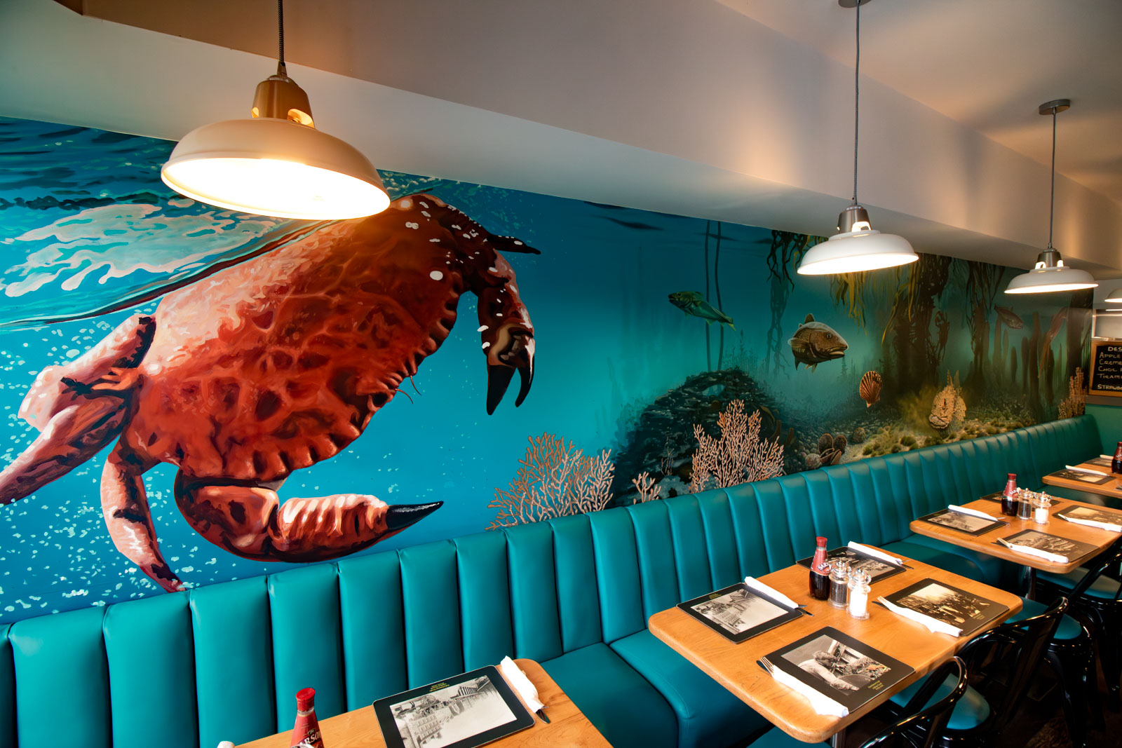 Murals in Platters Seafood Restaurant, Plymouth | Sacredart Murals