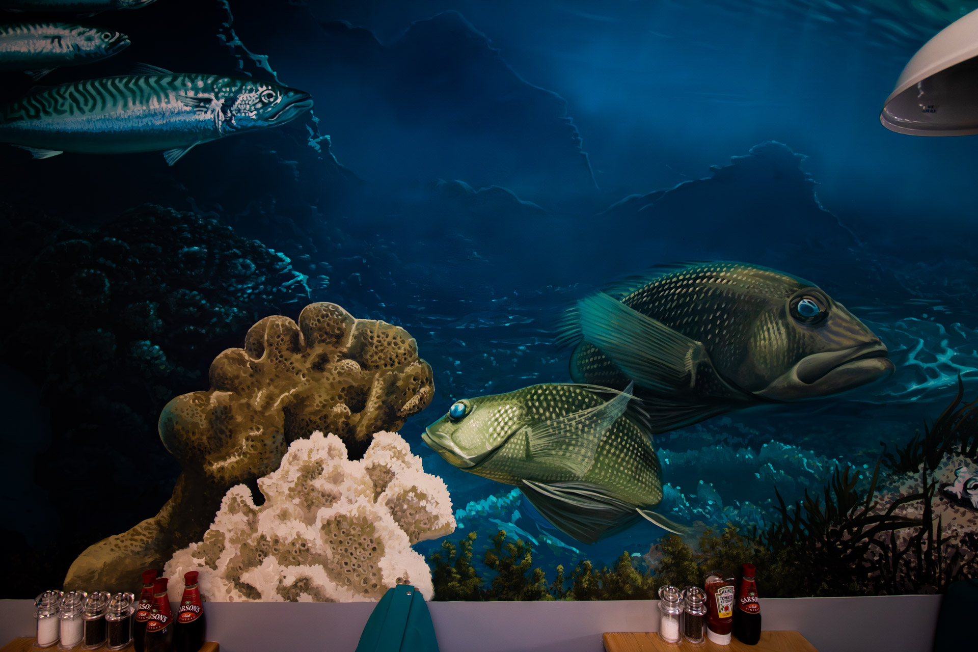 Murals in Platters Seafood Restaurant, Plymouth | Sacredart Murals